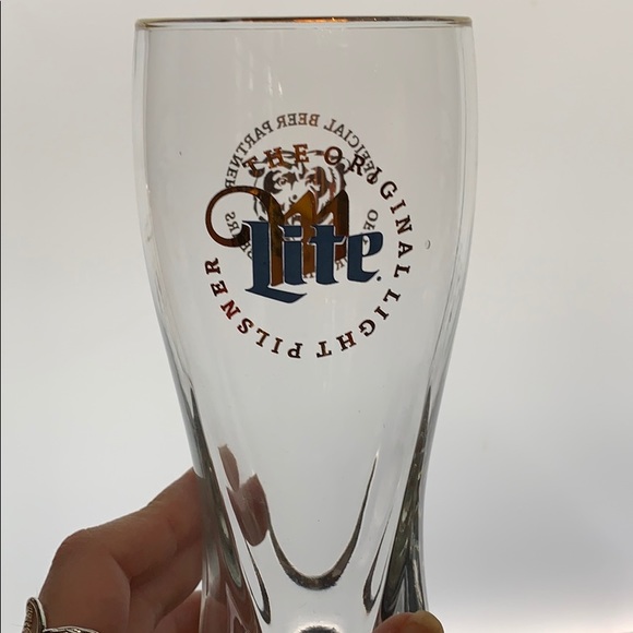 miller lite | Dining | Miller Lite Chicago Bears Gold Rim Beer Glasses ...